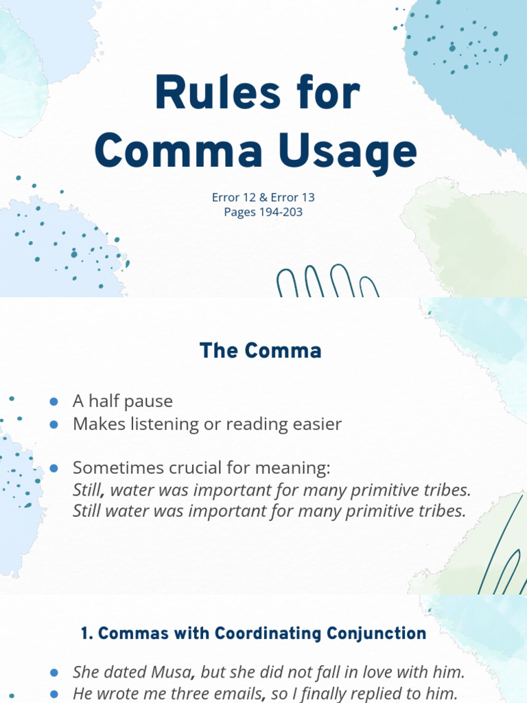 Rules For Comma & Apostrophe Usage | PDF | Comma | Grammar