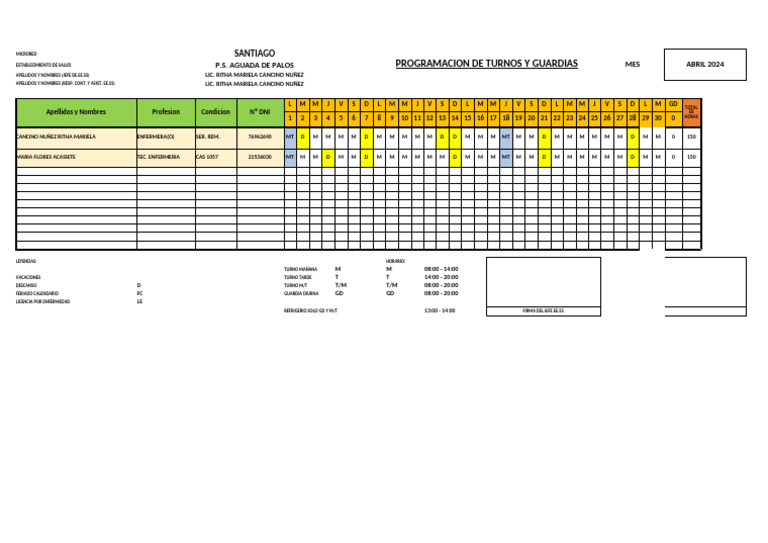 Horario Abril 2024 | PDF | Pandemia | Salud global