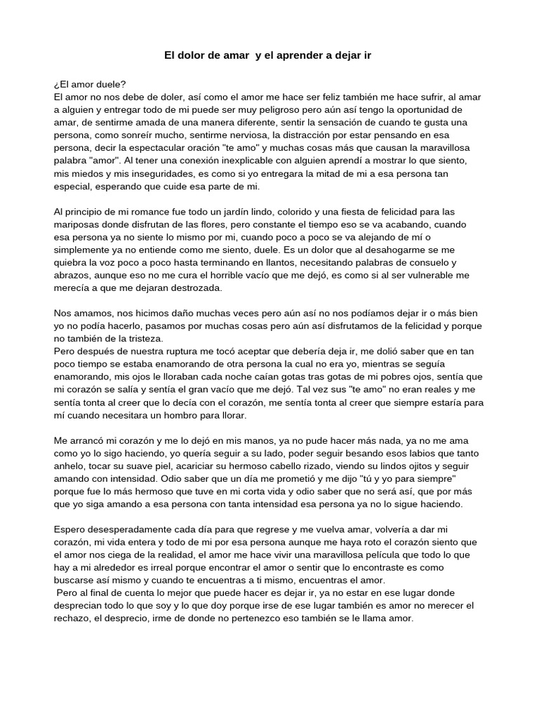 El Dolo de Amar y El Aprender A Dejar Ir PDF | PDF | Amor | Autoestima