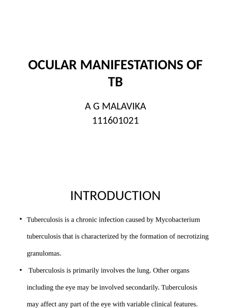 Ocular Manifestations of TB | PDF | Human Eye | Clinical Medicine
