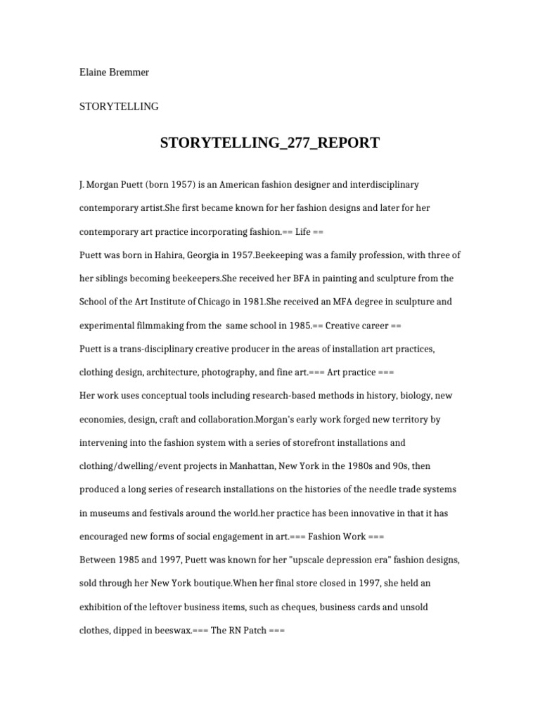 STORYTELLING_277_REPORT | PDF | American Art | The Arts