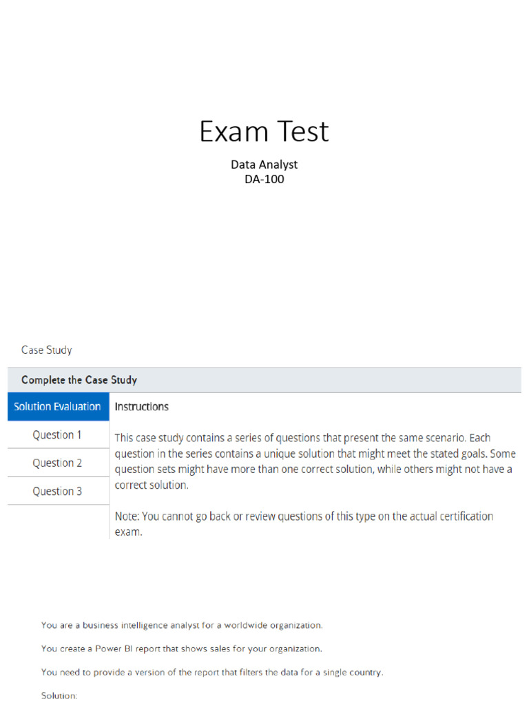 DA-100 Exam Overview for Data Analysts | PDF