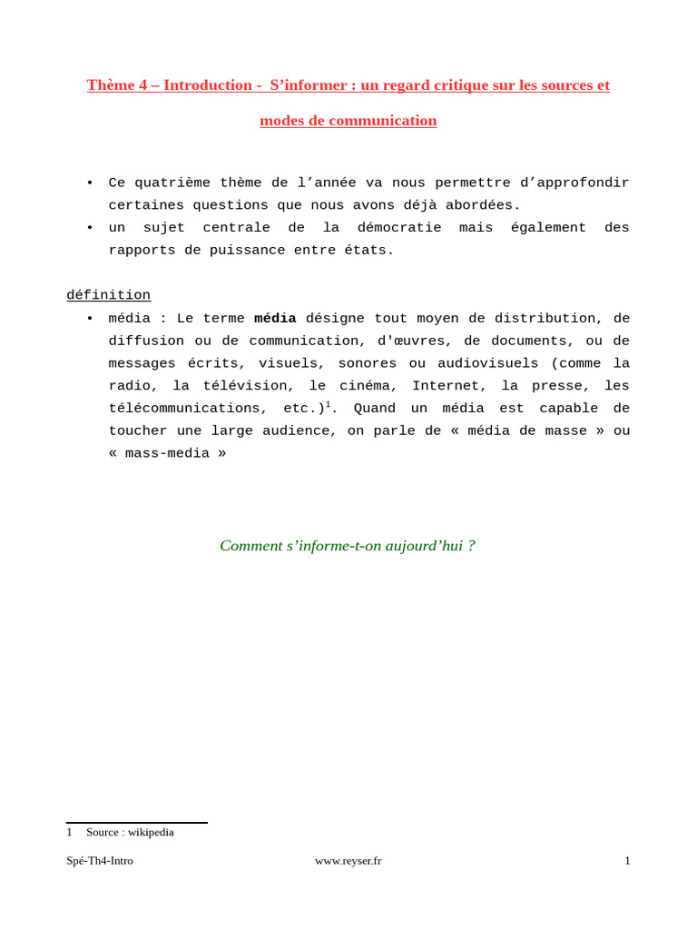 Médias et sources d'information aujourd'hui | PDF | Média ...