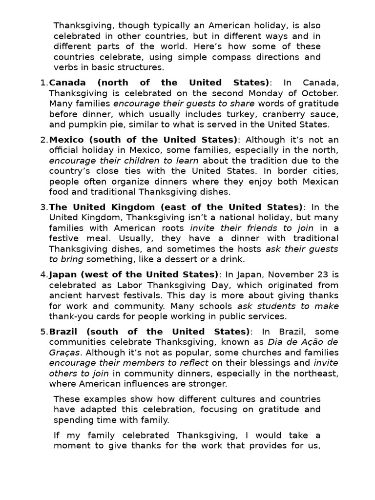 Global Thanksgiving Celebrations Explained | PDF