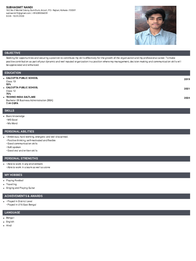 Subhasmit Nandi Resume | PDF