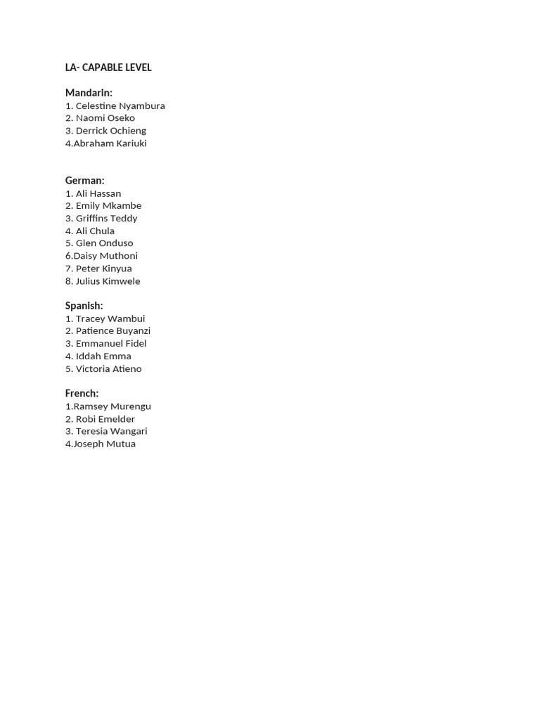 La - Capable Level m24 Class | PDF