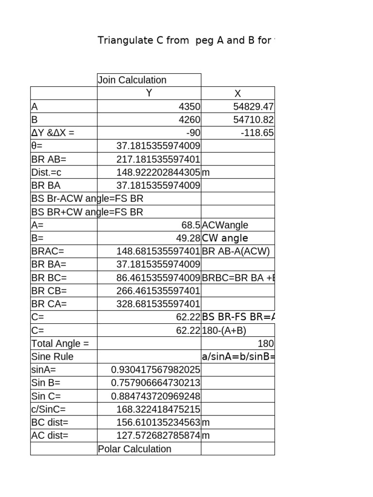 Triangulation Angles Example 1 | PDF