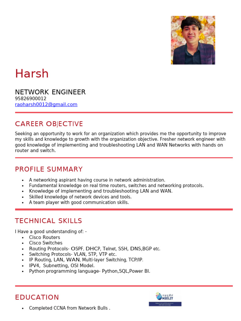 Network Engineer Resume: Skills & Projects | PDF