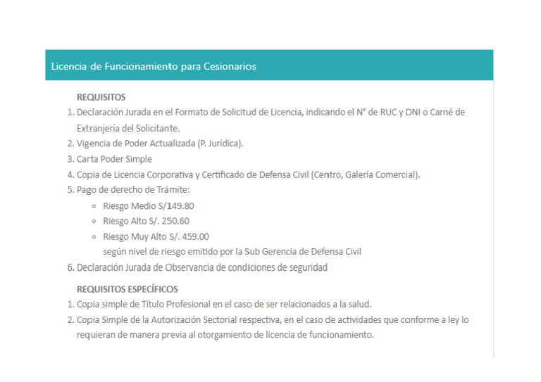 Requisitos Lic - Func para Cesionarios | PDF