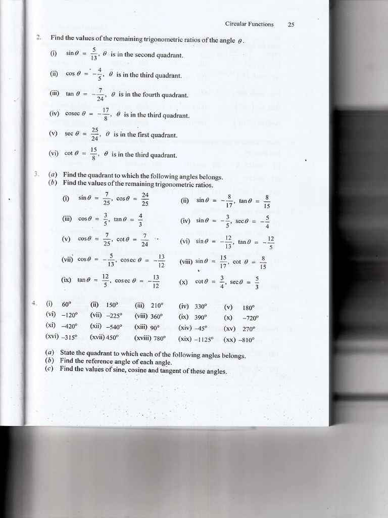 Trigonometric Ratios and Quadrants Guide | PDF | Trigonometric Functions | Mathematical Objects