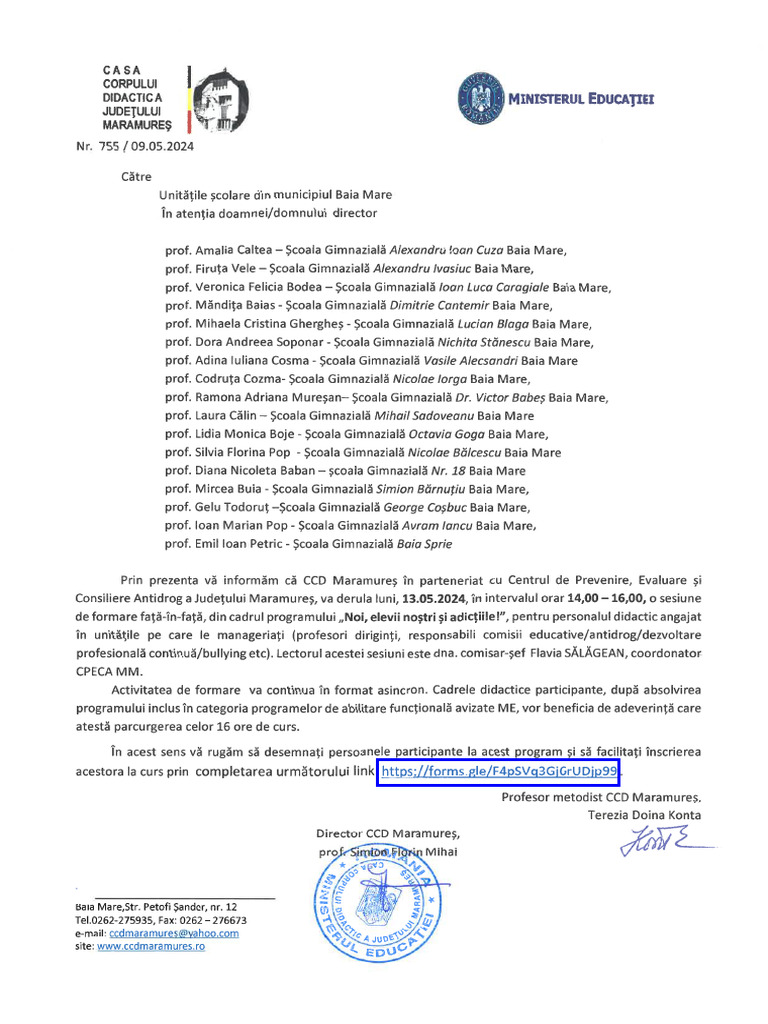 Scoli Gimnaziale Zona BM Adictii | PDF