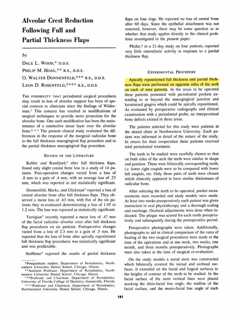 Alveolar Crest Reduction Full or Partial Thickness Flaps | PDF ...