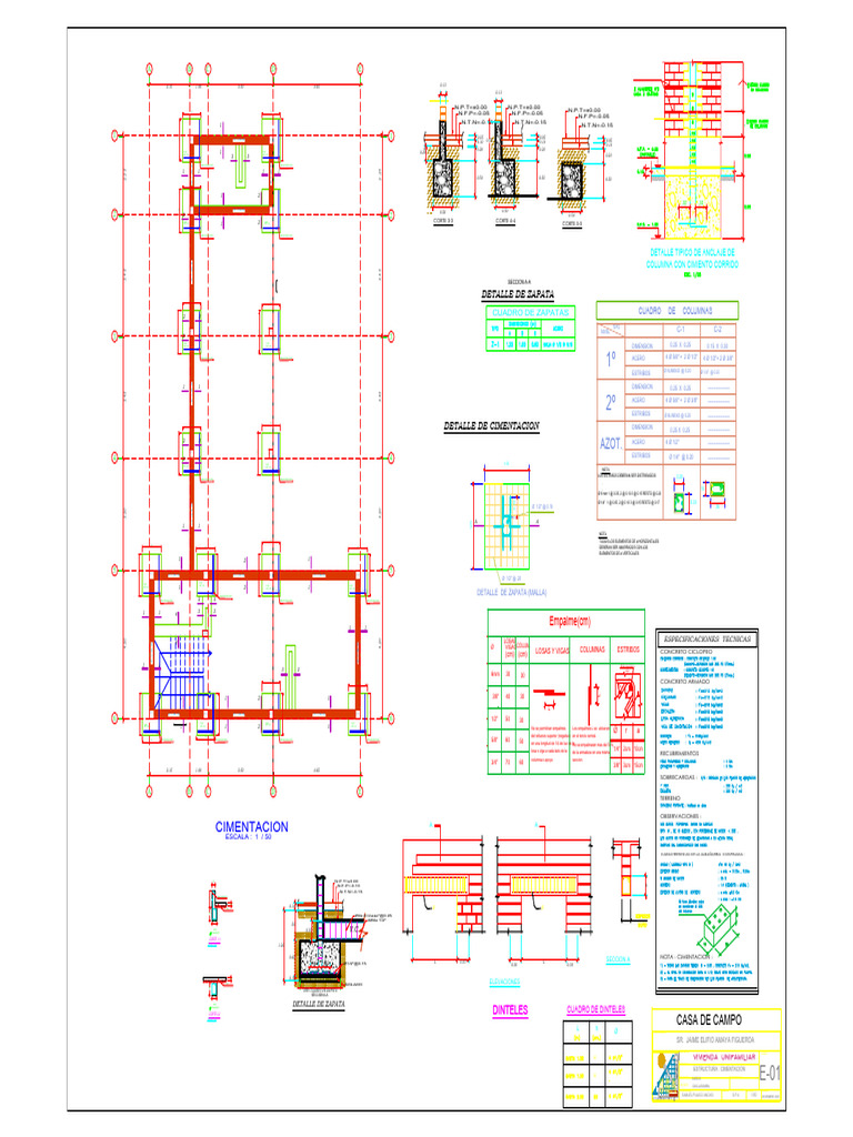 plano cimentacion jaime- FINAL | PDF | Ingeniería estructural | Ingeniero civil