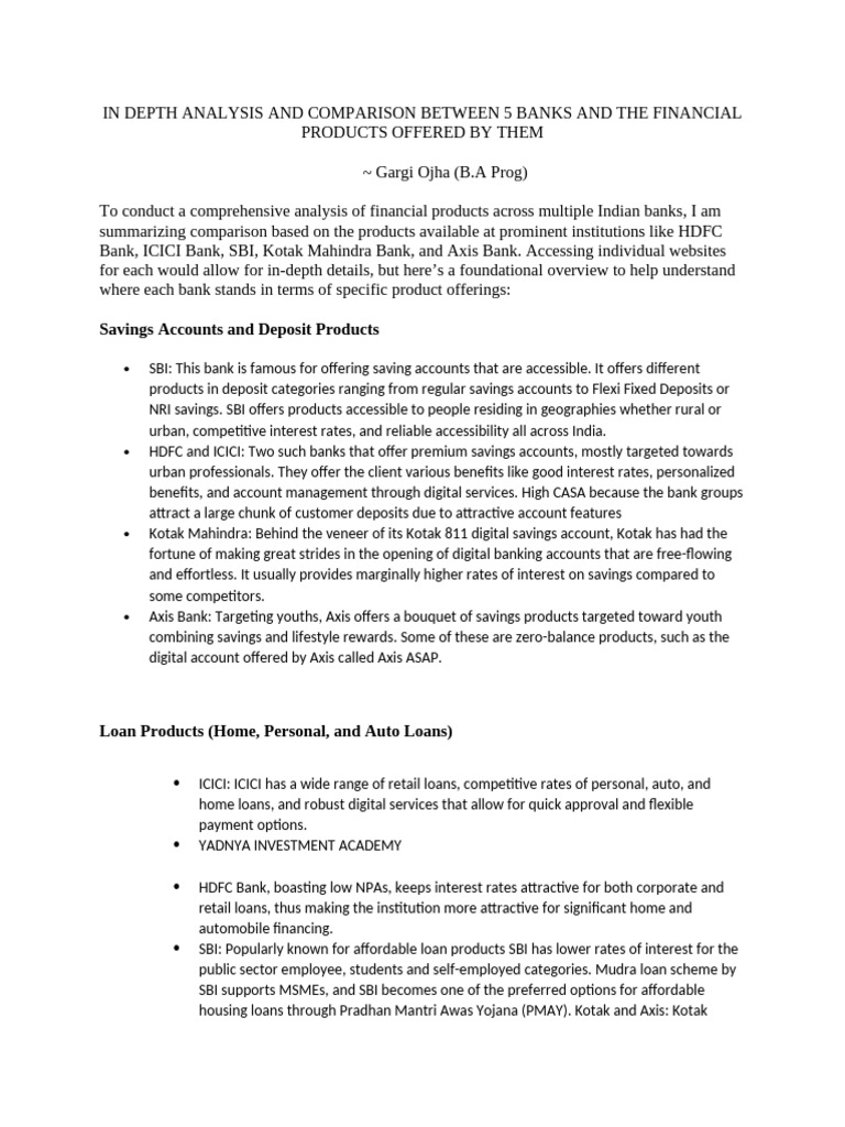 Bank Product Comparison Overview | PDF | Banks | Credit Card