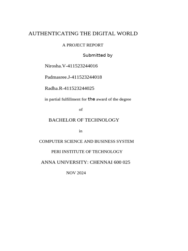 Authenticating The Digital World | PDF