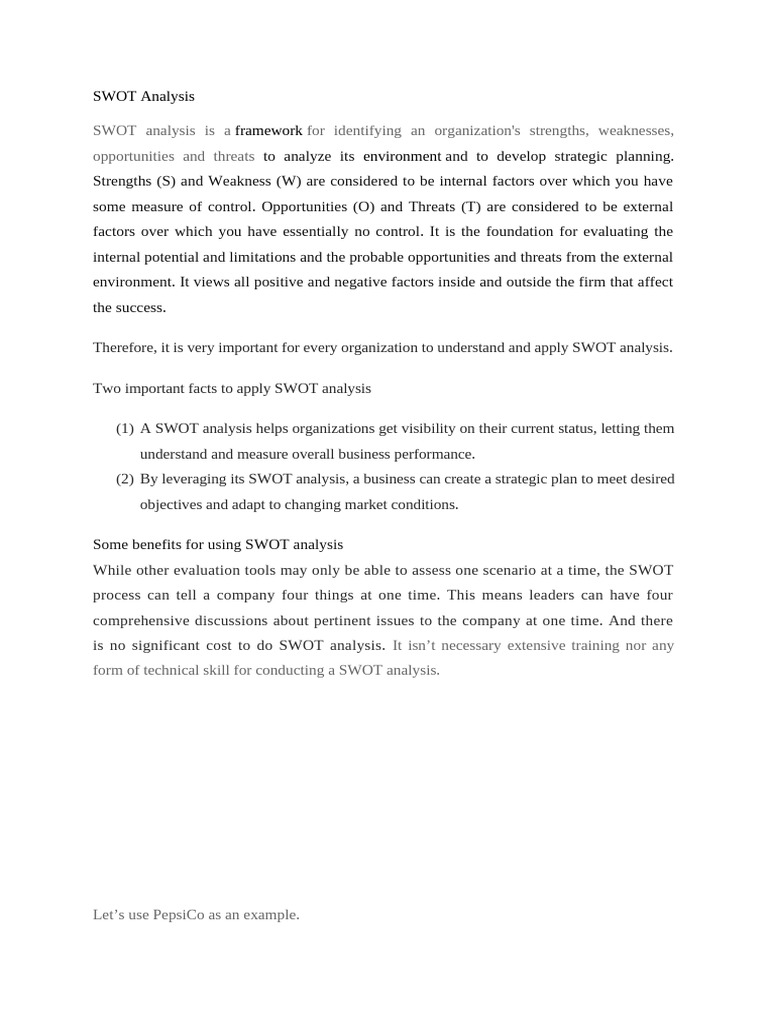 SWOT Analysis | PDF | Swot Analysis | Pepsi Co