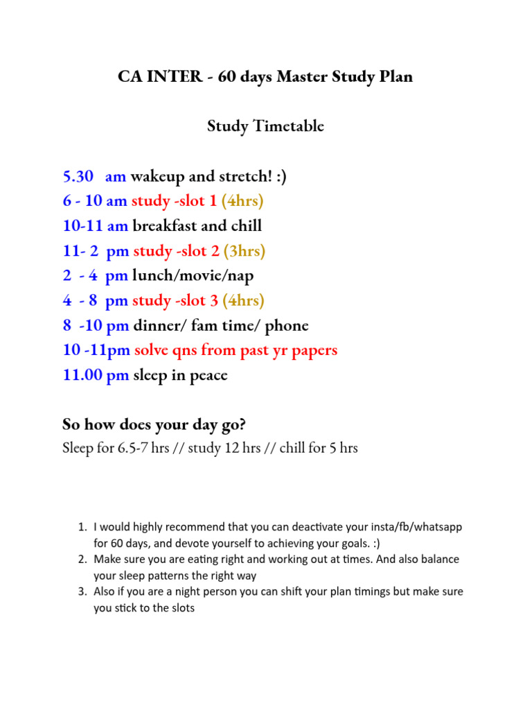 60 Day Study Plan | PDF