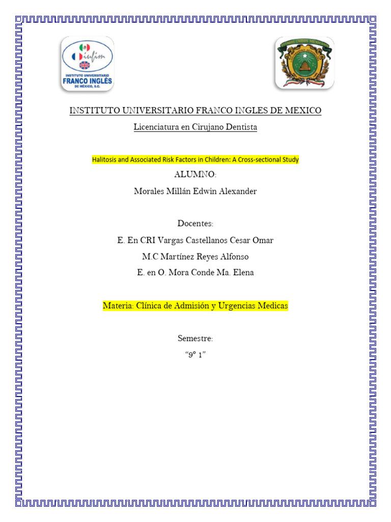 Halitosis en Niños: Estudio y Riesgos | PDF | Especialidades Medicas ...