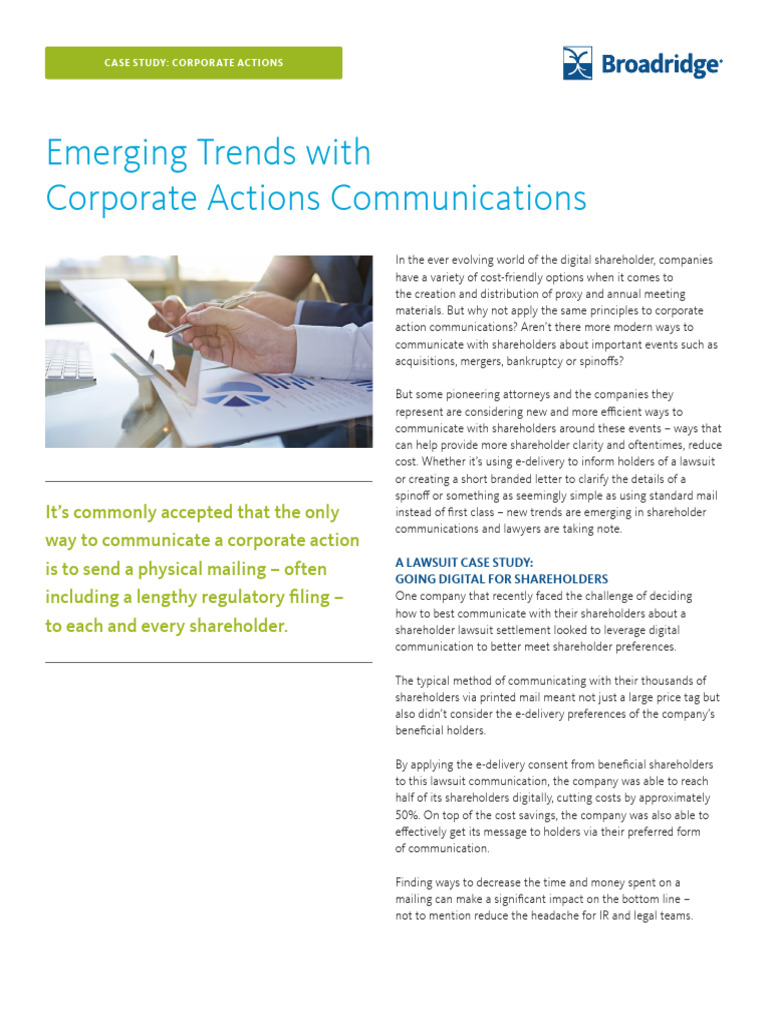 Corporate Actions Case Study 2018 | PDF | Mergers And Acquisitions | Mail
