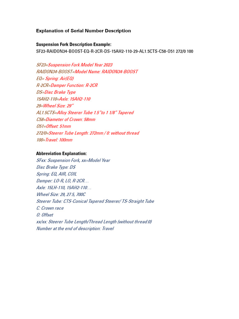Description Explanation Suspension Fork | PDF