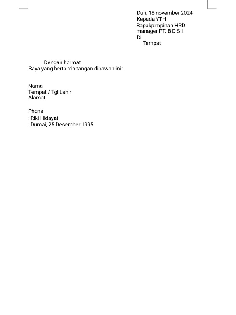 Cv. Riki Hidayat | PDF