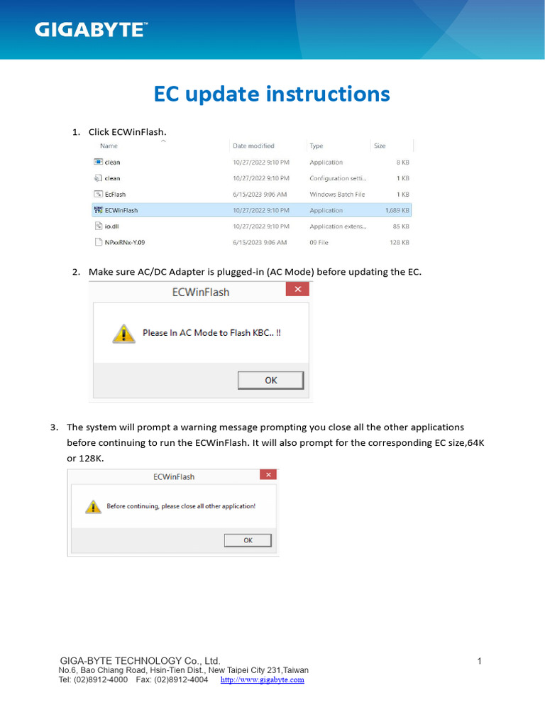 EC Firmware Update Guide | PDF