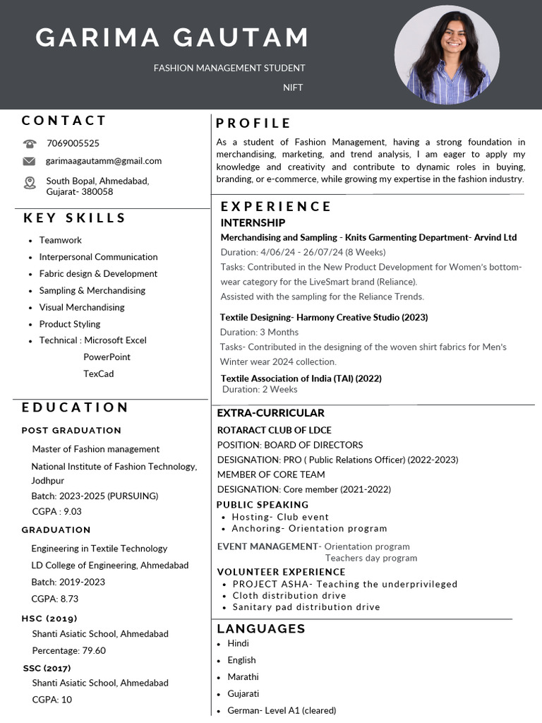 Garima Gautam-Resume | PDF | Textiles