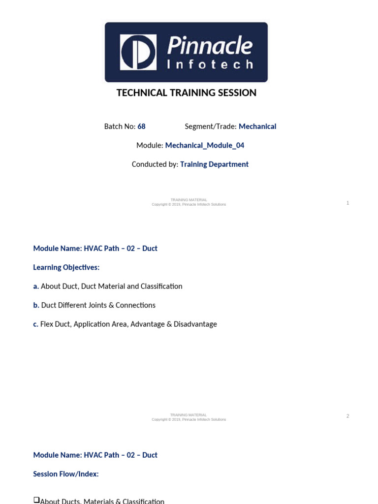 Mechanical Module 04 | PDF | Duct (Flow) | Pressure