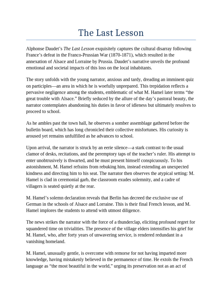 The Last Lesson | PDF