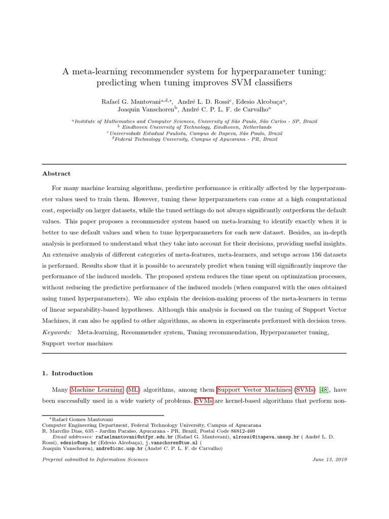 A Meta-Learning Recommender System For Hyperparameter Tuning: Predicting When Tuning Improves ...