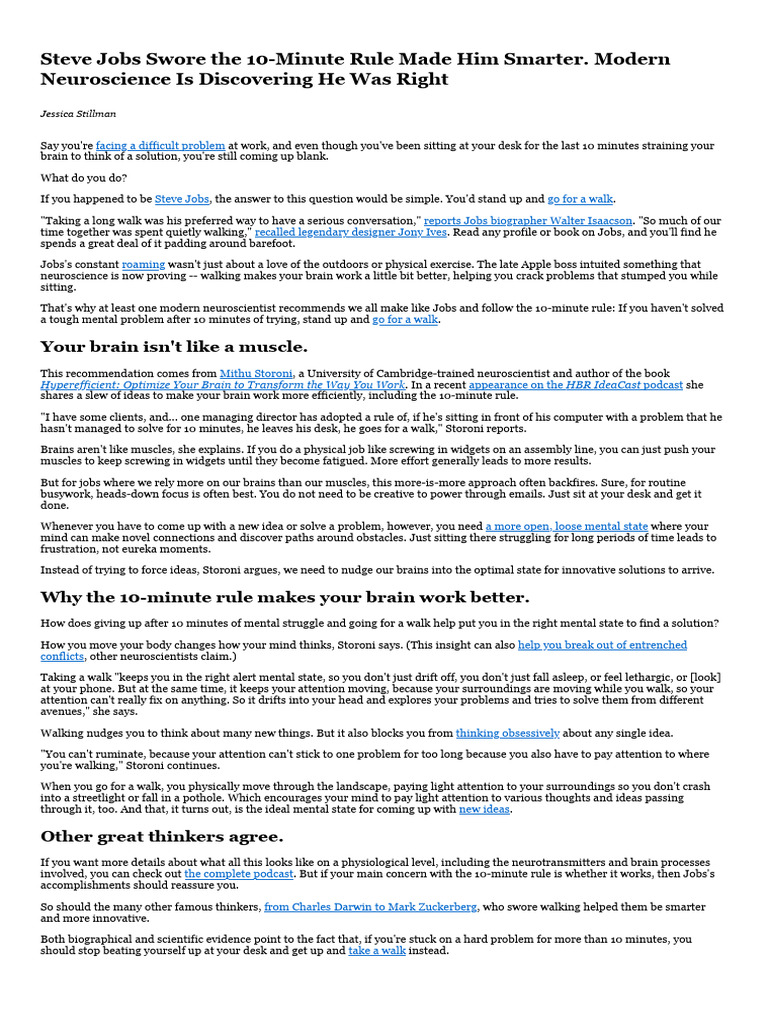 10 Minute Rule | PDF | Steve Jobs | Mind