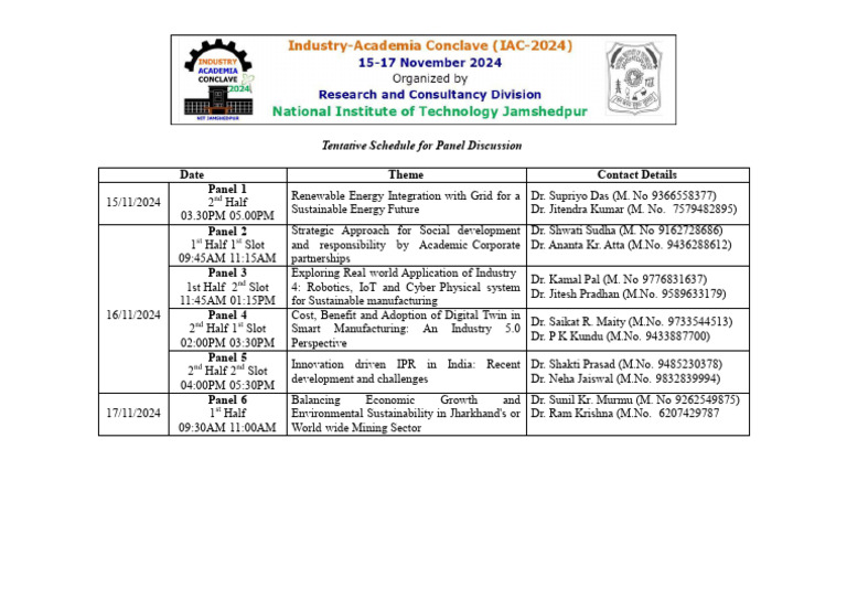 Panel - Schedule IAC 24 | PDF