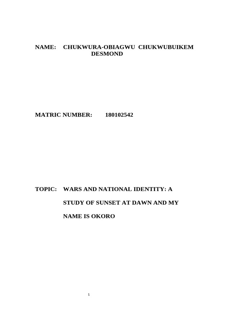 Desmond Project Chapter 2 180102542 Edited | PDF | Postcolonialism ...