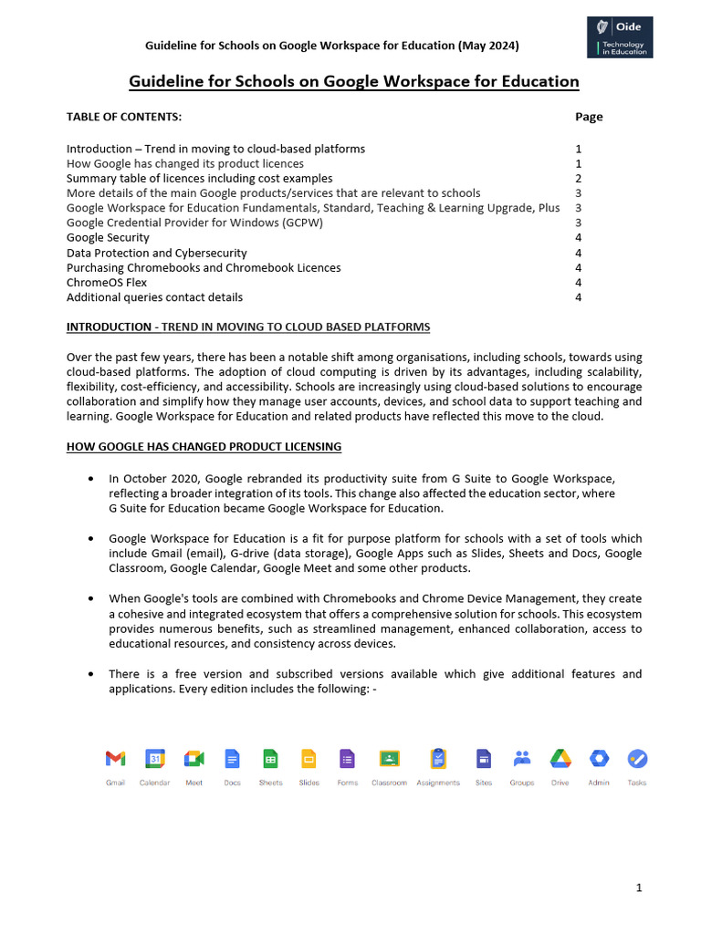 Guideline For Schools On Google Workspace For Education | PDF | Computing | Software