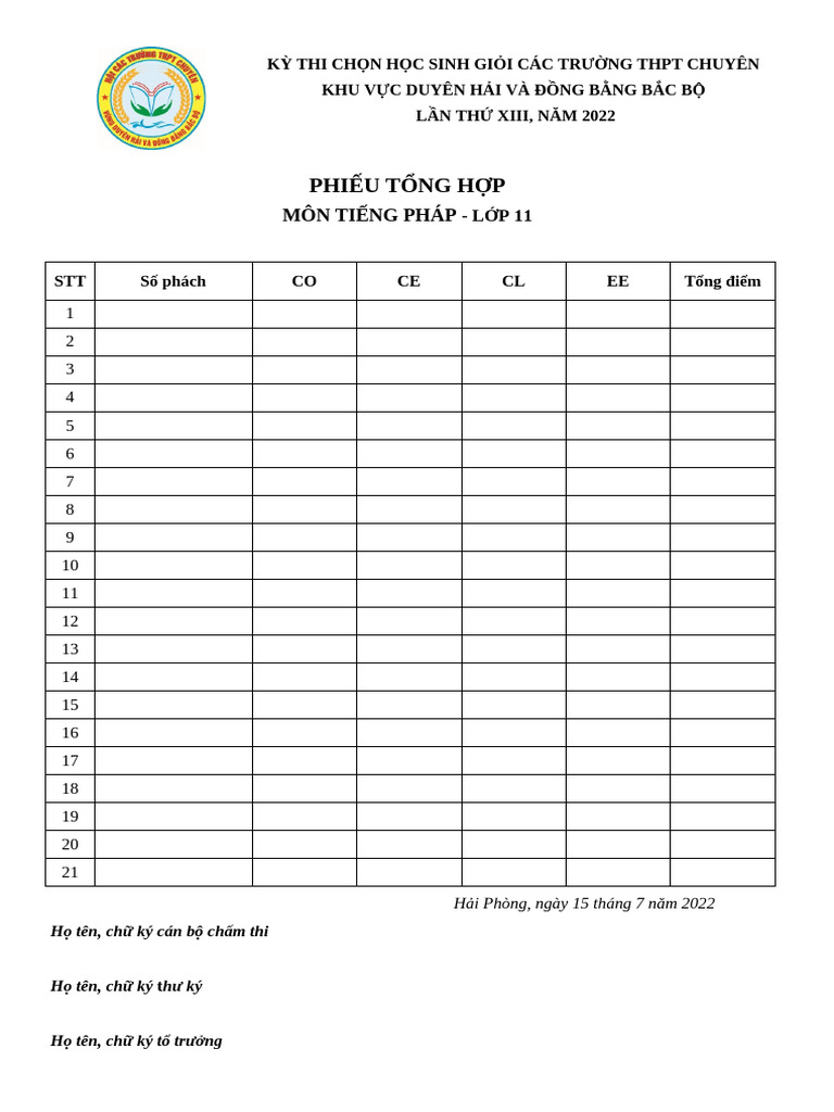 Phieu Tong Hop Tieng Phap 11 | PDF