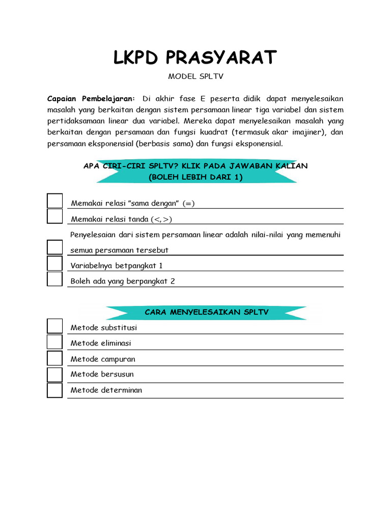 Modul Ajar SPLTV | PDF