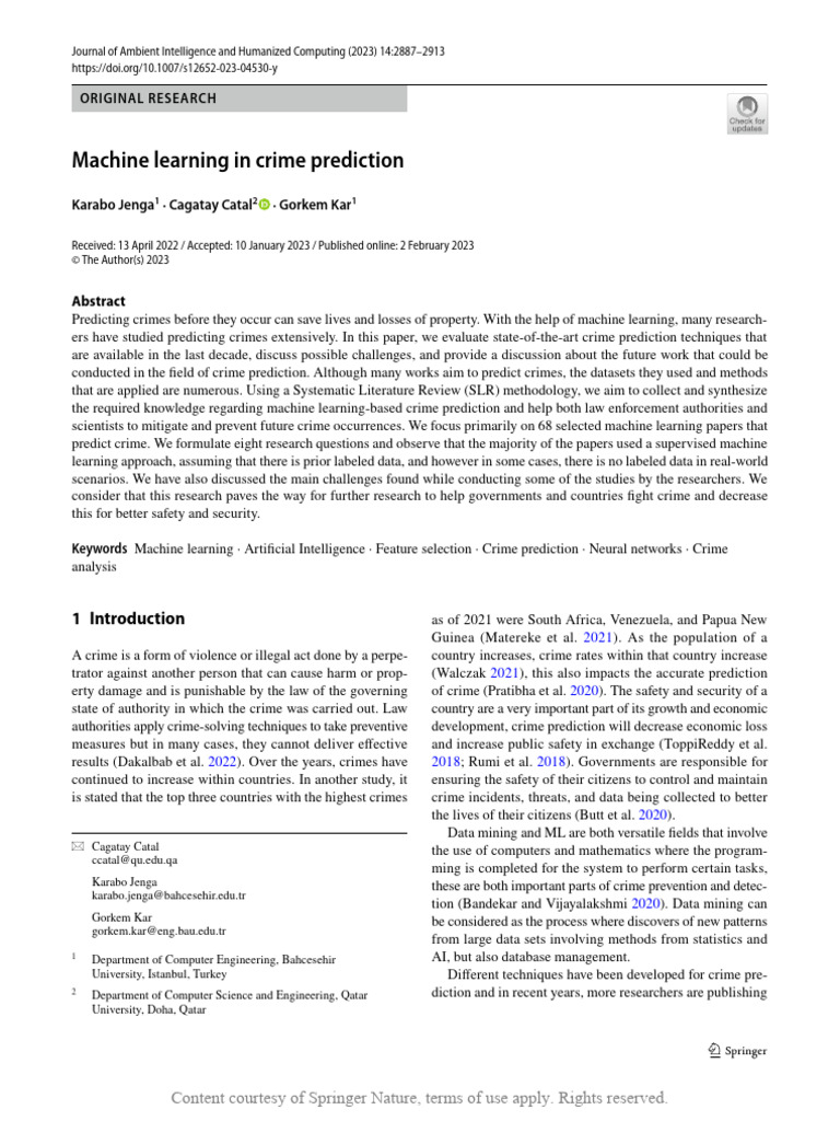 Machine Learning in Crime Prediction | PDF | Machine Learning | Prediction