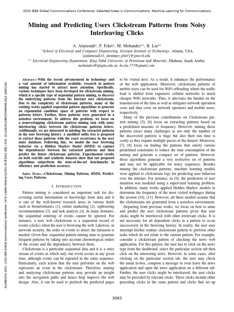 Mining and Predicting Users Clickstream Patterns From Noisy Interleaving Clicks | PDF | Document ...