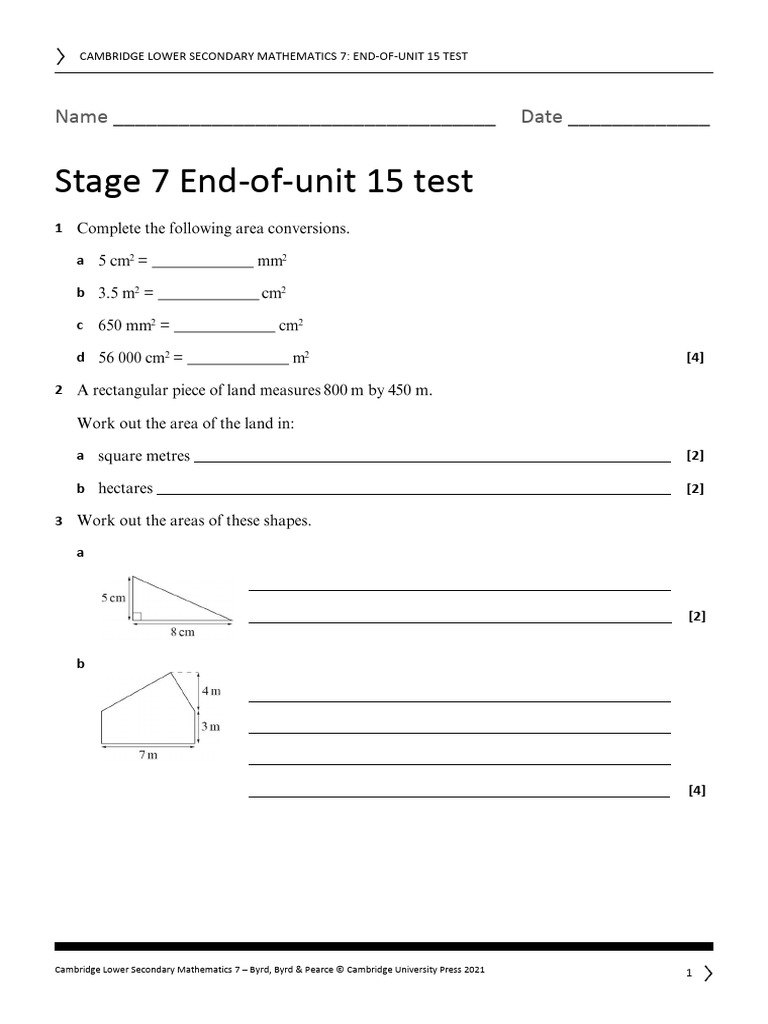 End of Unit 15 Test | PDF