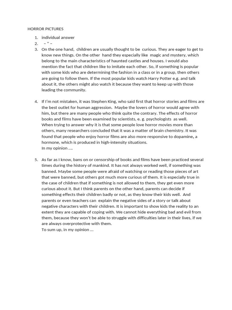 Understanding Children's Fascination with Horror | PDF