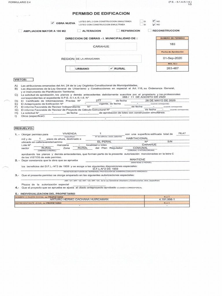 Permiso de Edificacion - Arturo Cachaña | PDF