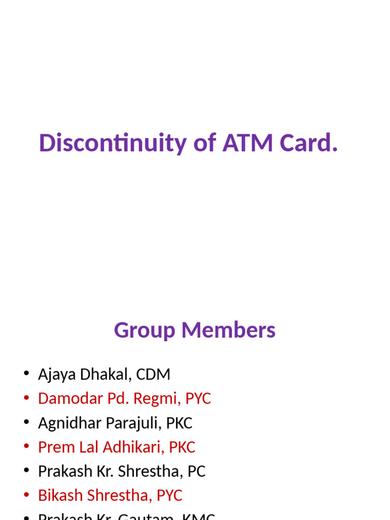 Discontinuity of Atm Card in Reference To | PDF