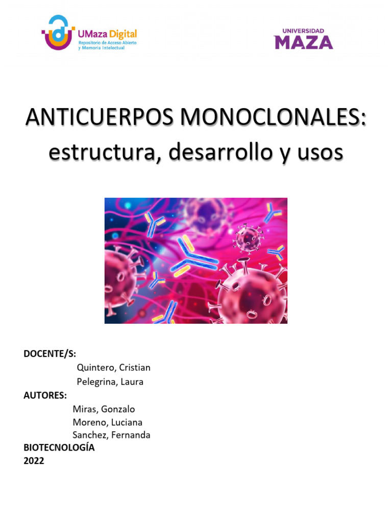 Monografía de Anticuerpos Monoclonales - Biotecnología | PDF | Anticuerpo | Anticuerpo Monoclonal