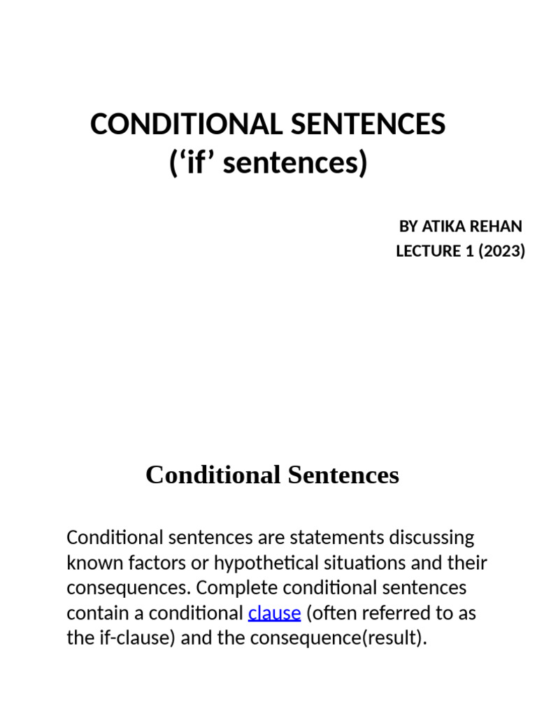 Conditional Sentences | PDF | Sentence (Linguistics) | Language Mechanics