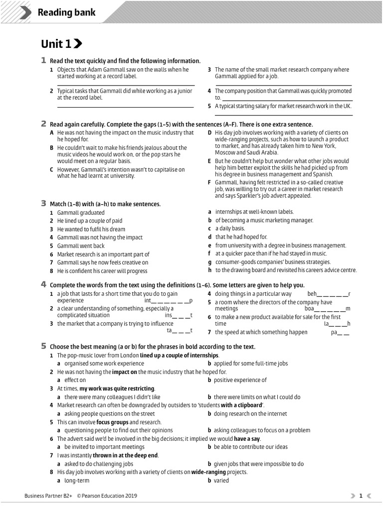 B2P ReadingBank Unit1 | PDF