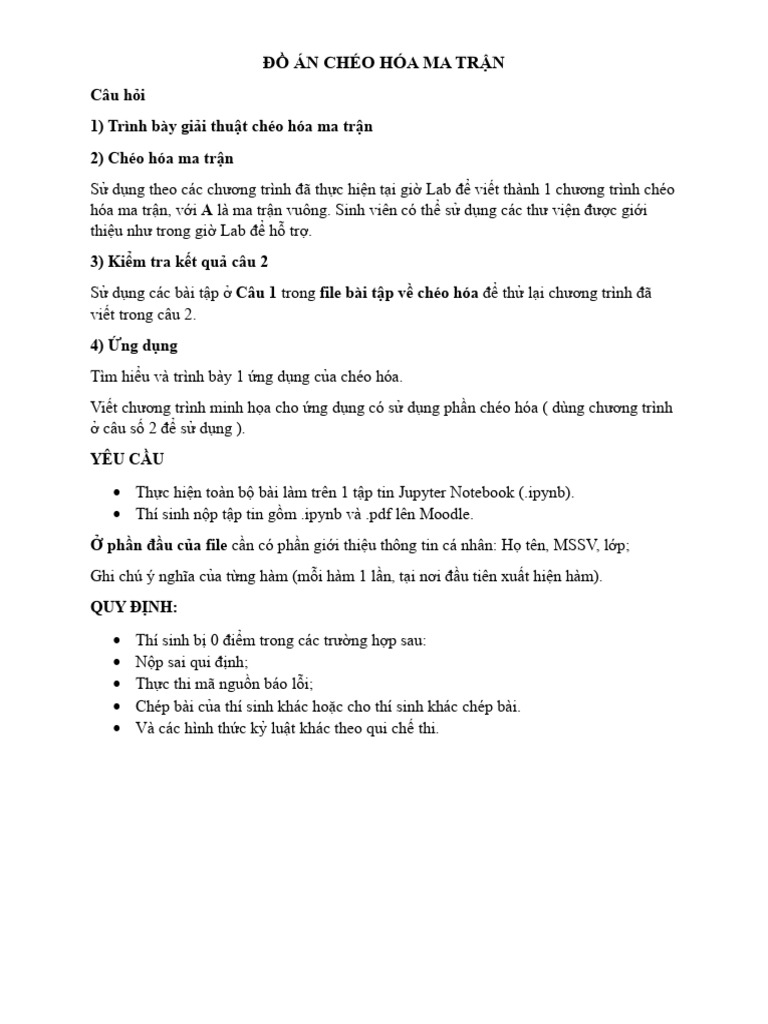 Do An Cheo Hoa Ma Tran | PDF