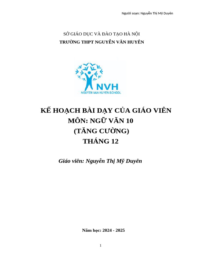 KHDH Tăng Cư NG L P 10 - Tháng 12 | PDF