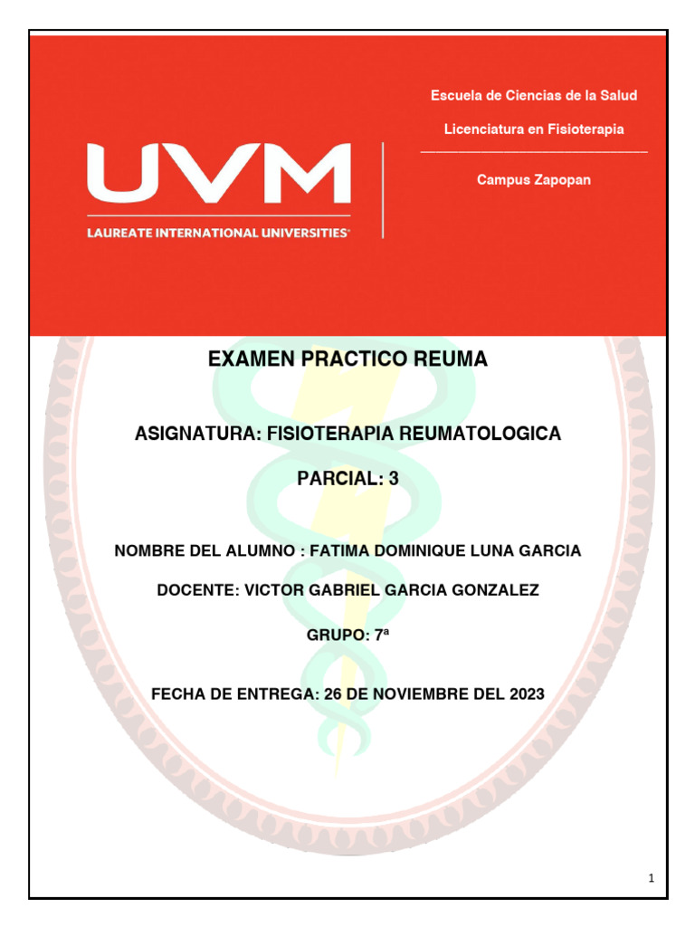 Word Examen Practico Reuma | PDF | Hombro | Medicina CLINICA