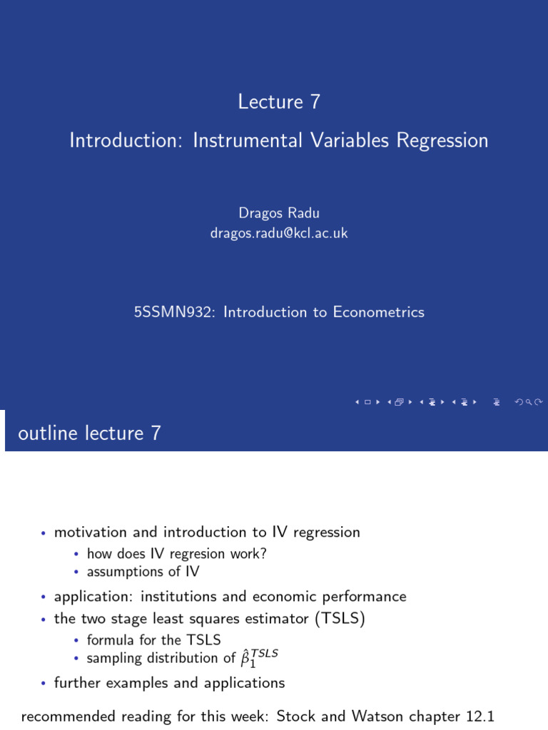 5ssmn932 Lecture7 2021 Collated Online | PDF | Endogeneity (Econometrics) | Errors And Residuals
