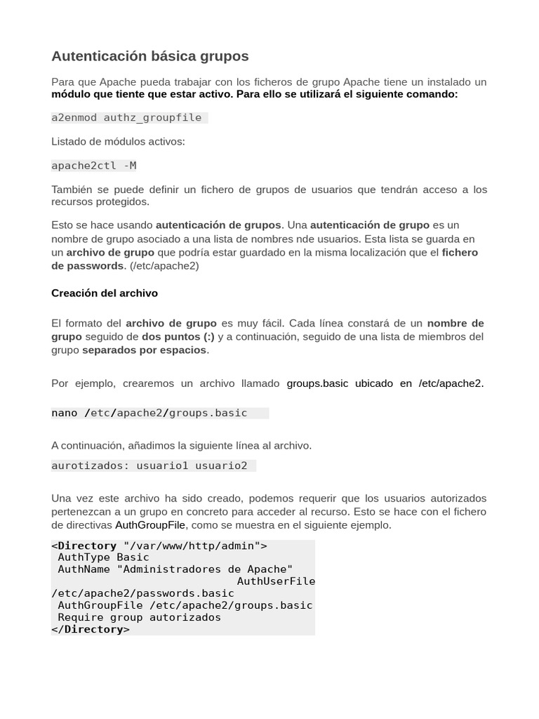 Apache Autenticacion Grupos | PDF